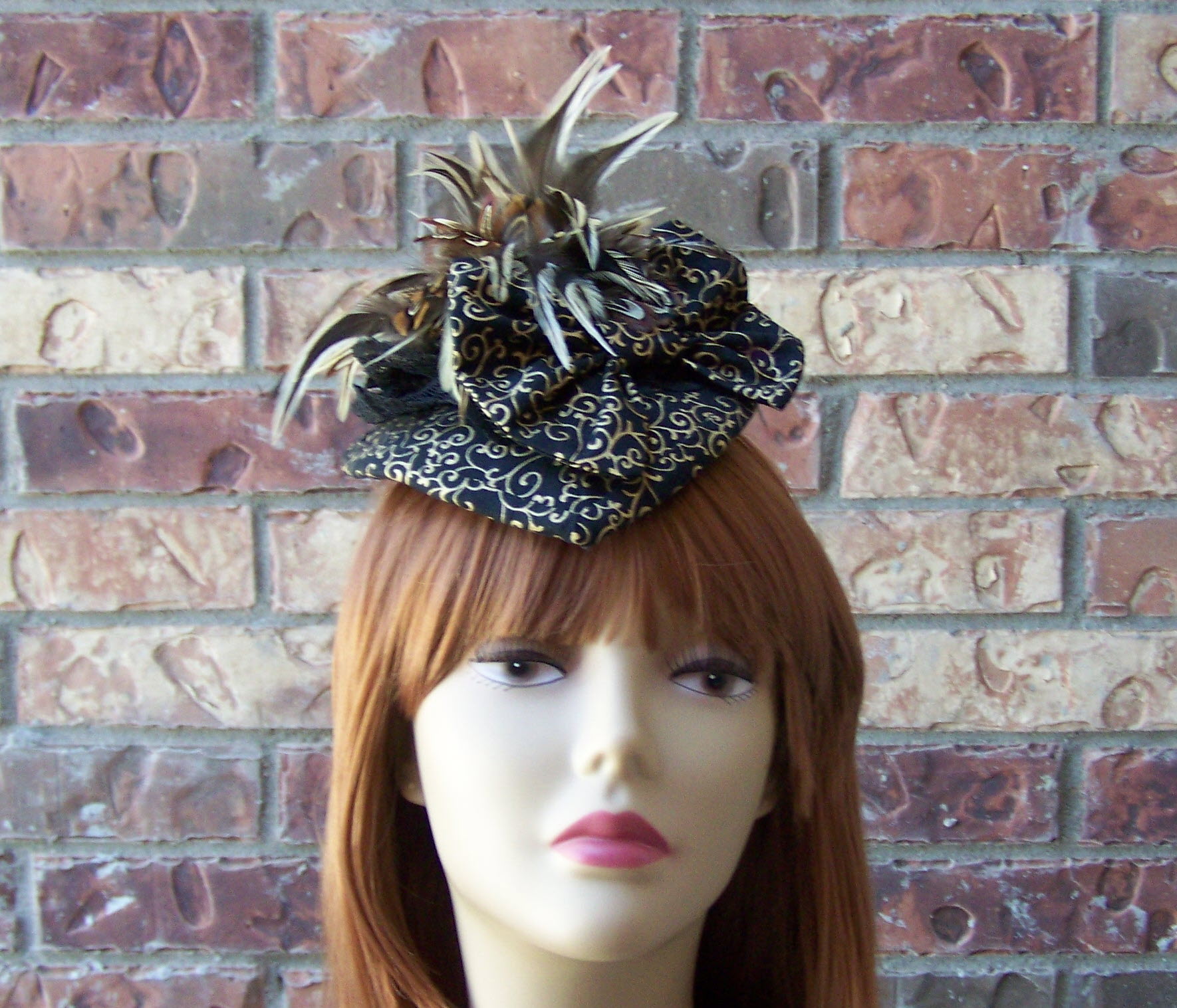 Teardrop Fascinator Hat With Hackle And Pheasant Feathers on Luulla